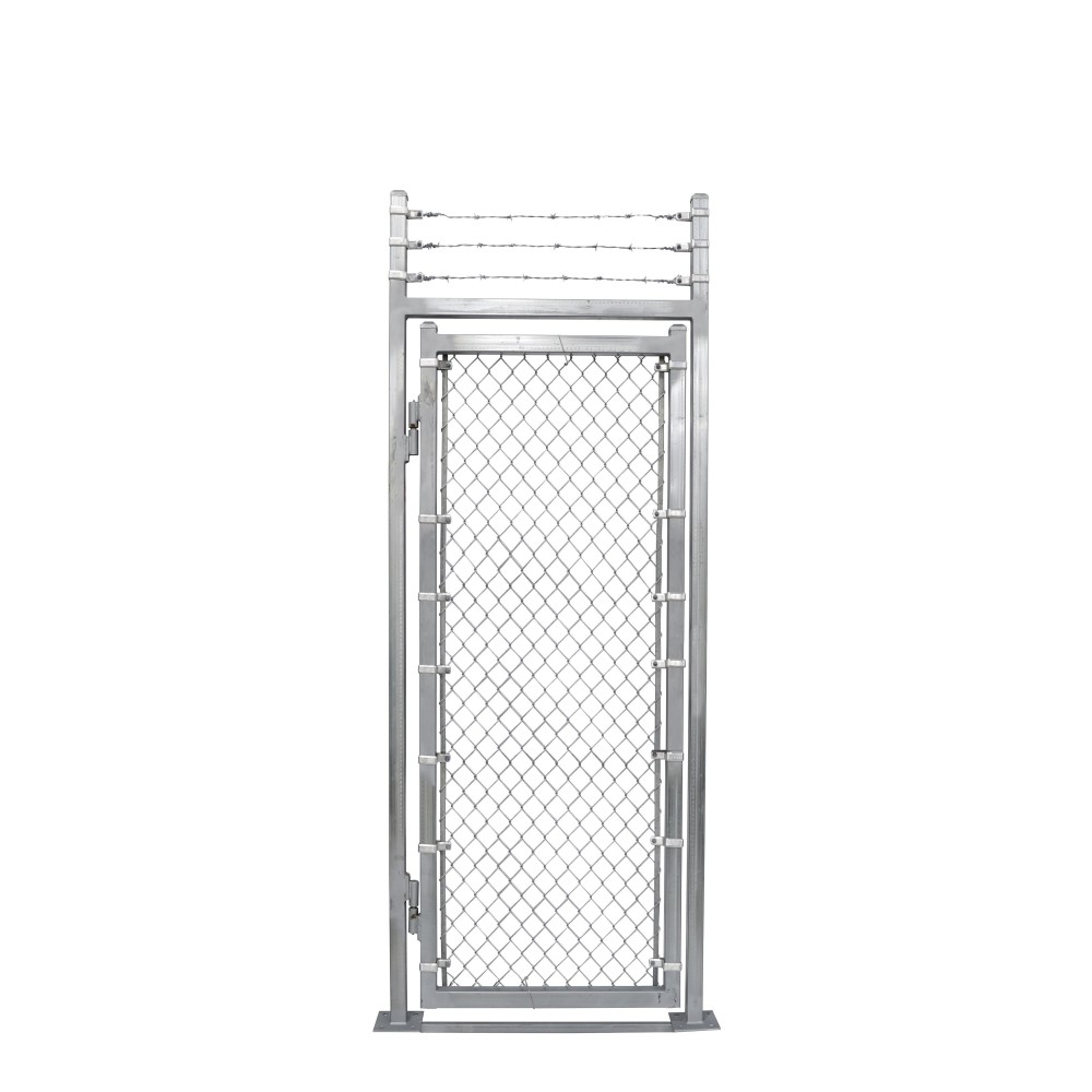 3' x 6' +1' Prehung Barbed Wire Chain Link Surface-Mount Walk Gate Kit ...