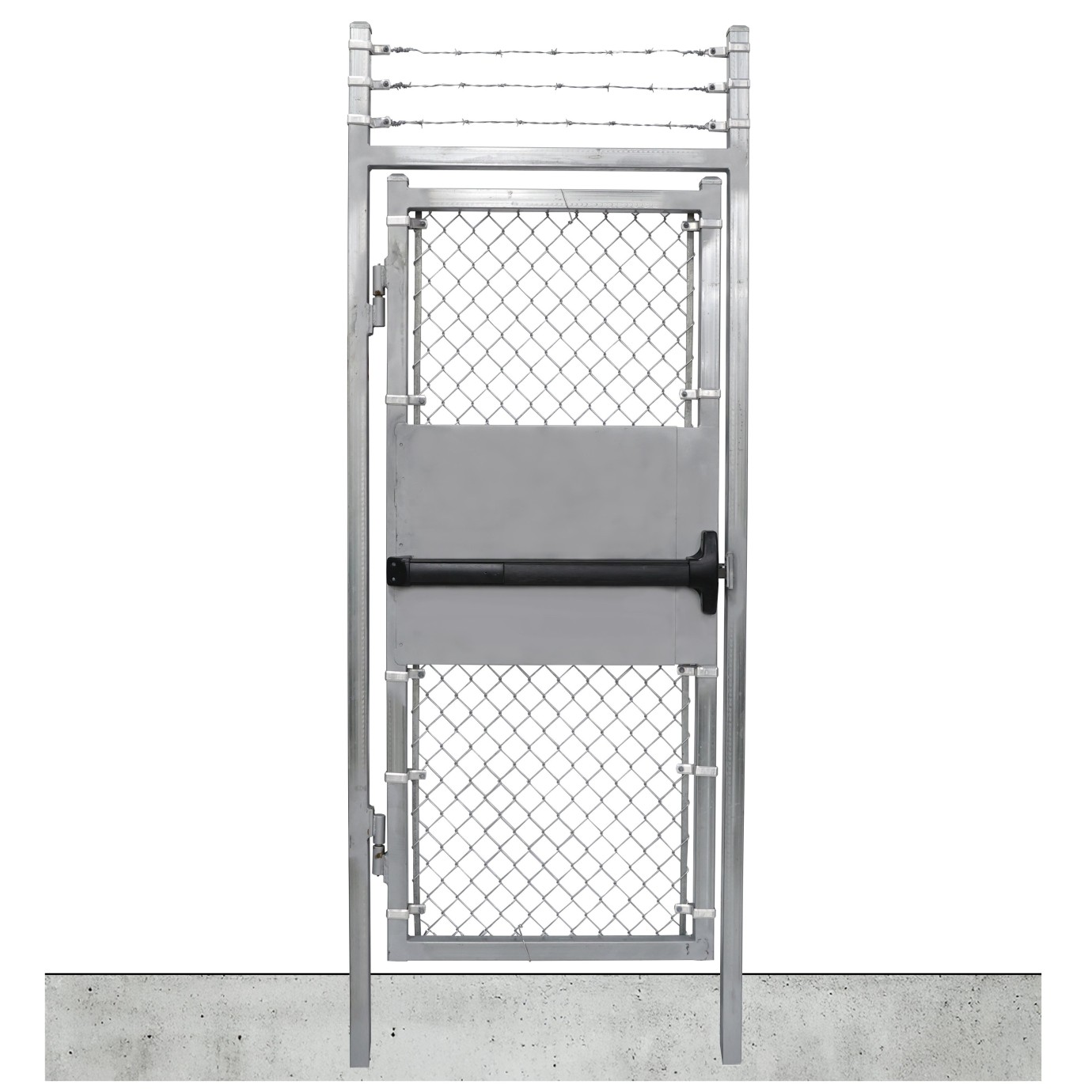 4' x 6' +1' Prehung Barbed Wire Chain Link In-Ground Walk Gate Kit with ...