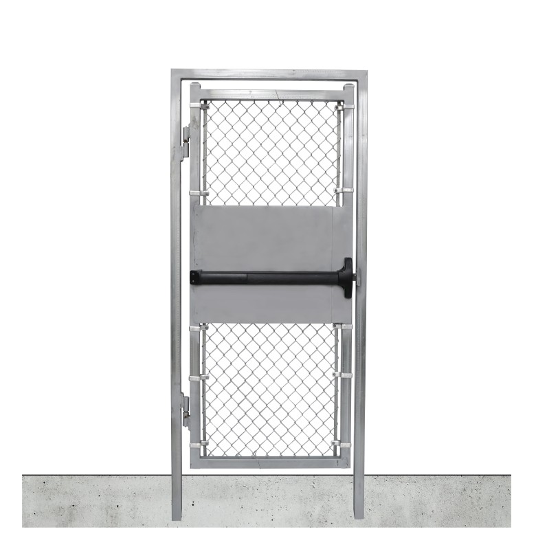 4' x 6' Prehung Chain Link In-Ground Walk Gate Kit with Panic Exit Bar ...