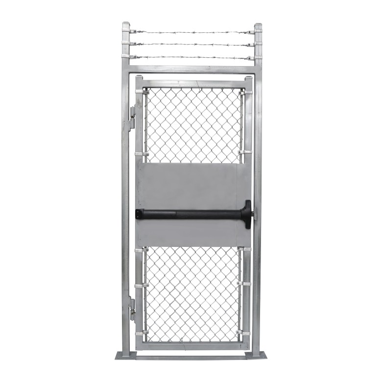 4' x 6' +1' Prehung Barbed Wire Chain Link Surface-Mount Walk Gate Kit ...