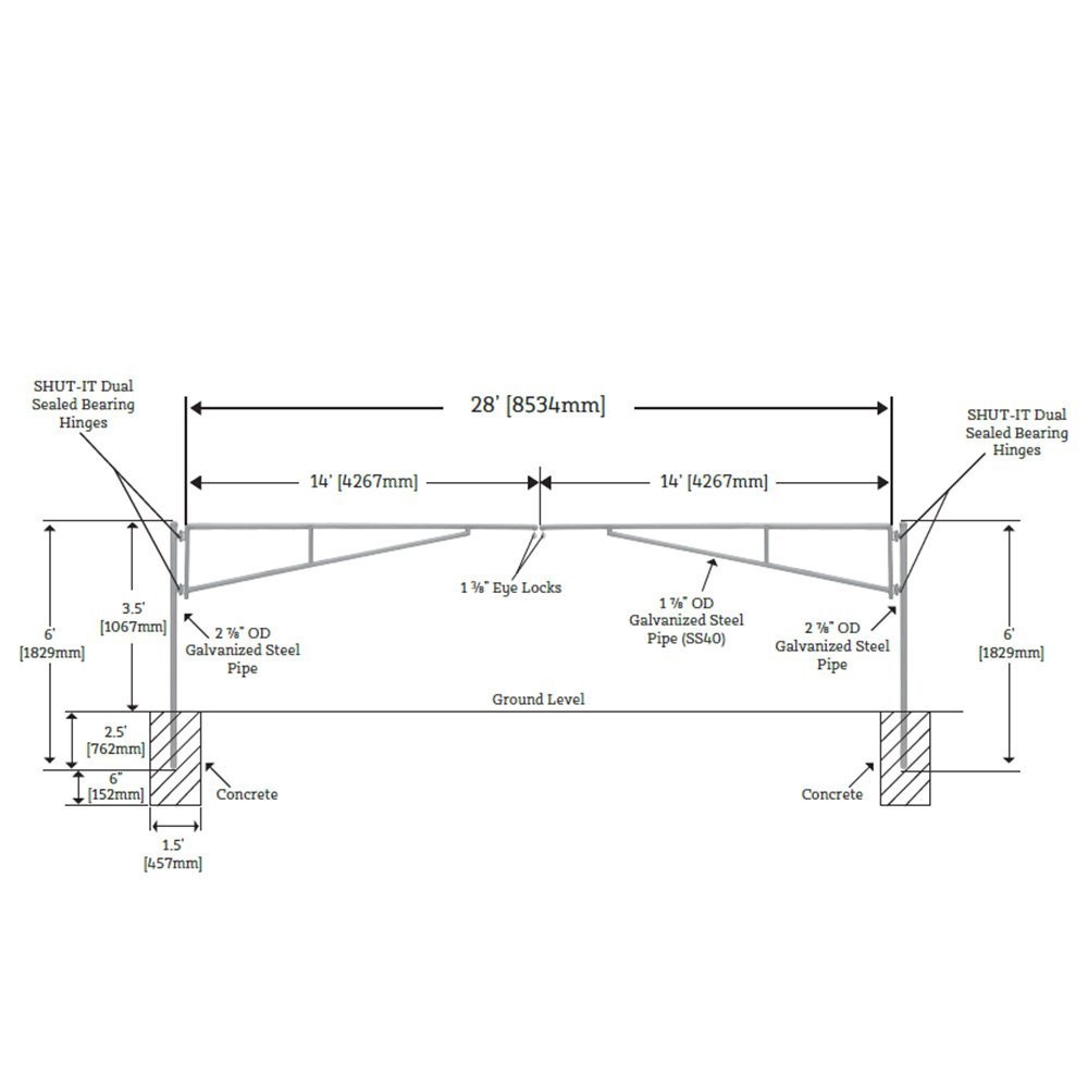 Sentinel Double In-Ground Manual Swing Barrier Gate with 28' (8.5 m ...
