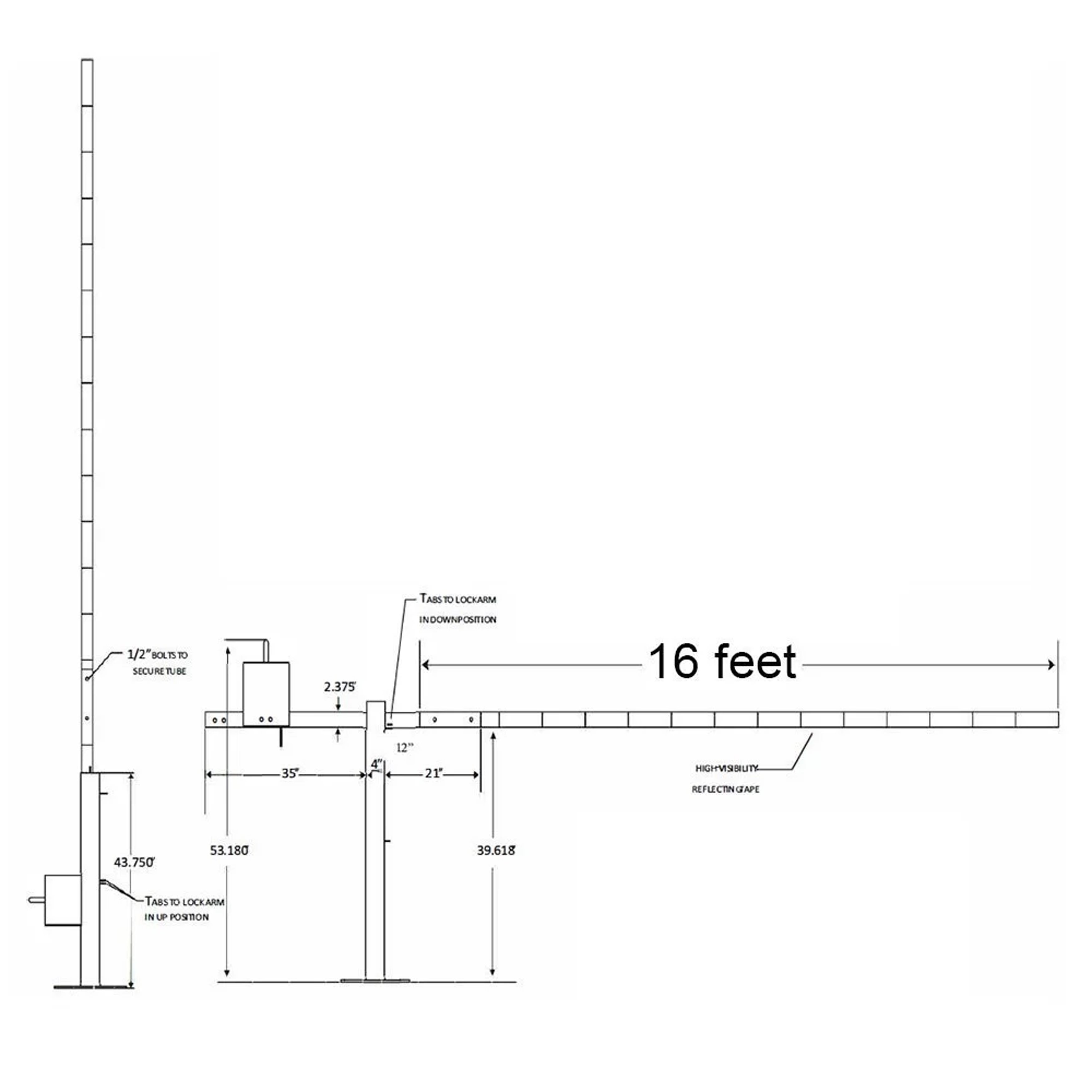 SecureLane Manual Vertical Lift Barrier Arm Gate with 16' Boom Arm ...