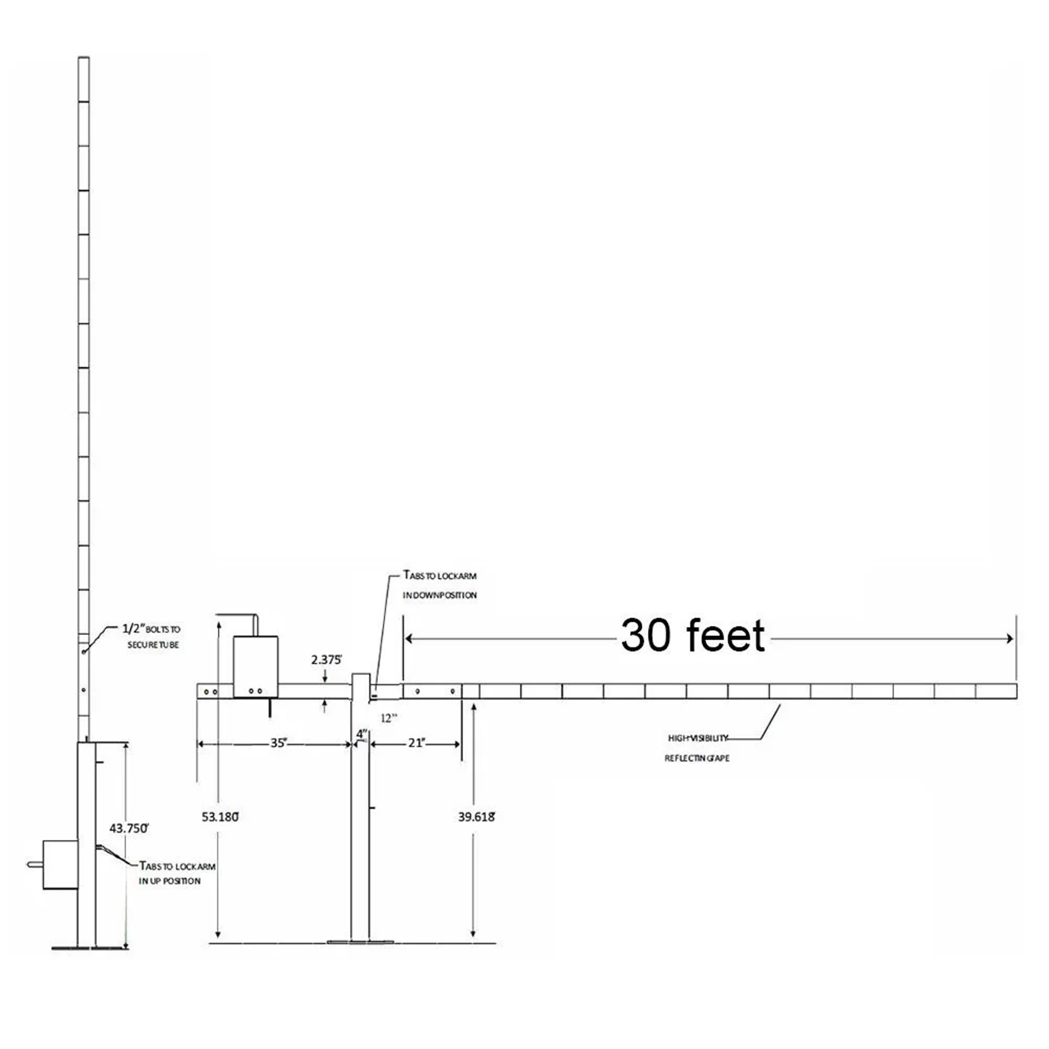 SecureLane Manual Vertical Lift Barrier Arm Gate with 30' Boom Arm ...