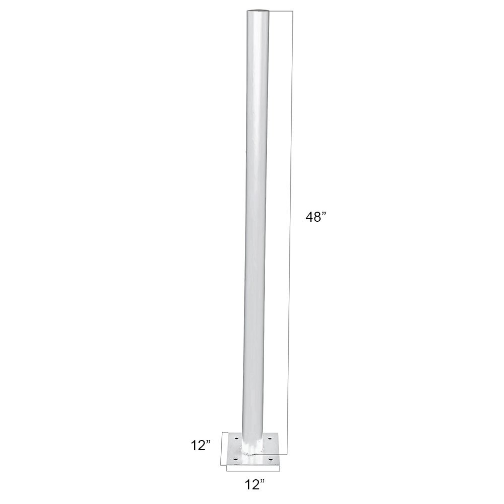 Delta Scientific 48" Warning Sign Post with 12" Mounting Flange, White ...