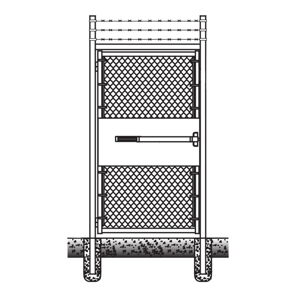 3' x 6' +1' Prehung Barbed Wire Chain Link In-Ground Walk Gate Kit with ...