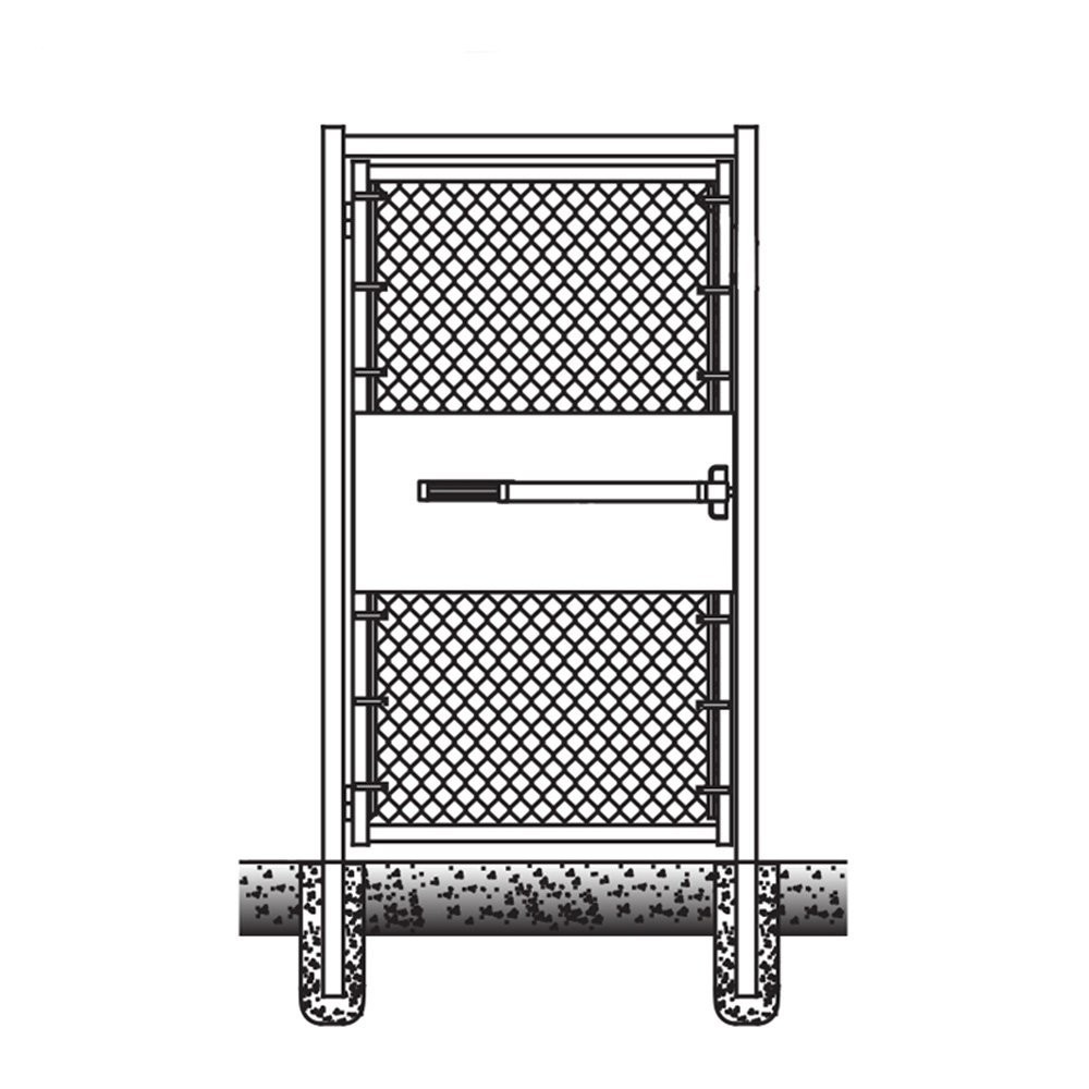 3' x 6' Prehung Chain Link In-Ground Walk Gate Kit with Panic Exit Bar