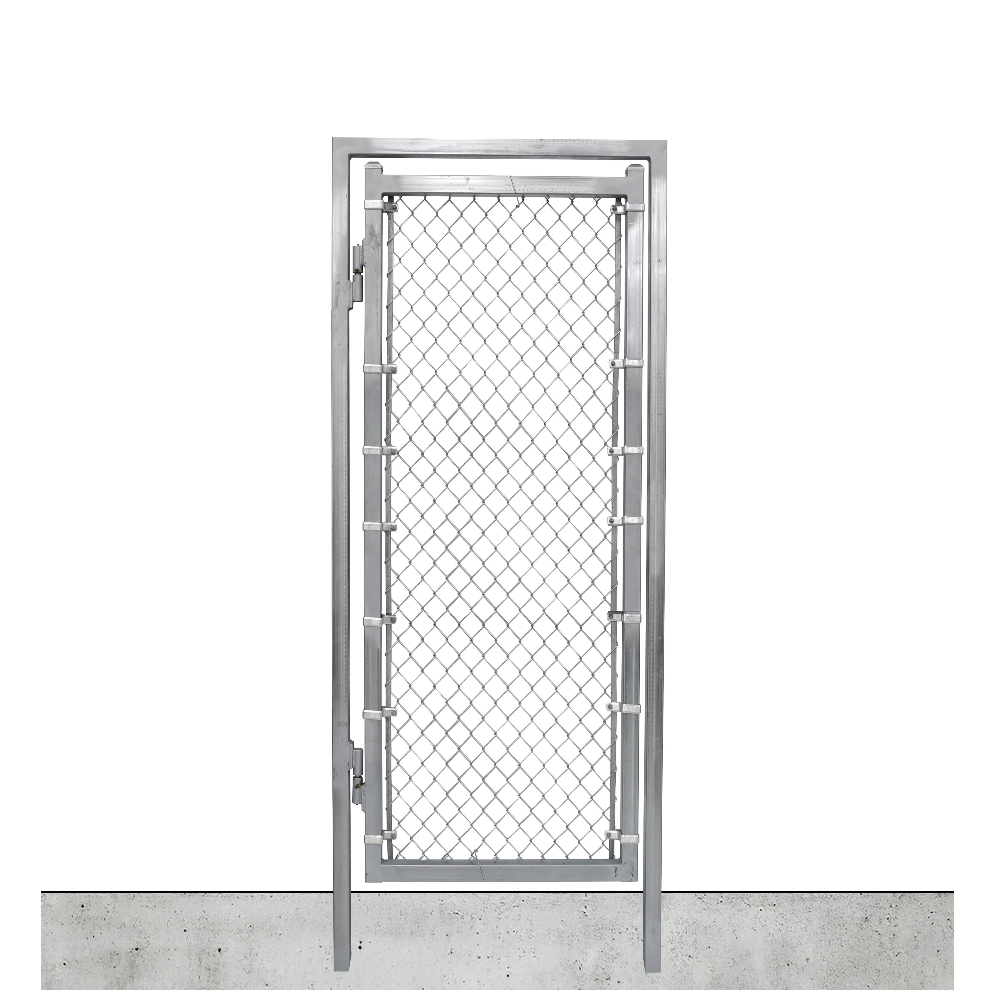 3' x 6' Prehung Chain Link In-Ground Mount Walk Gate Kit (Galvanized)