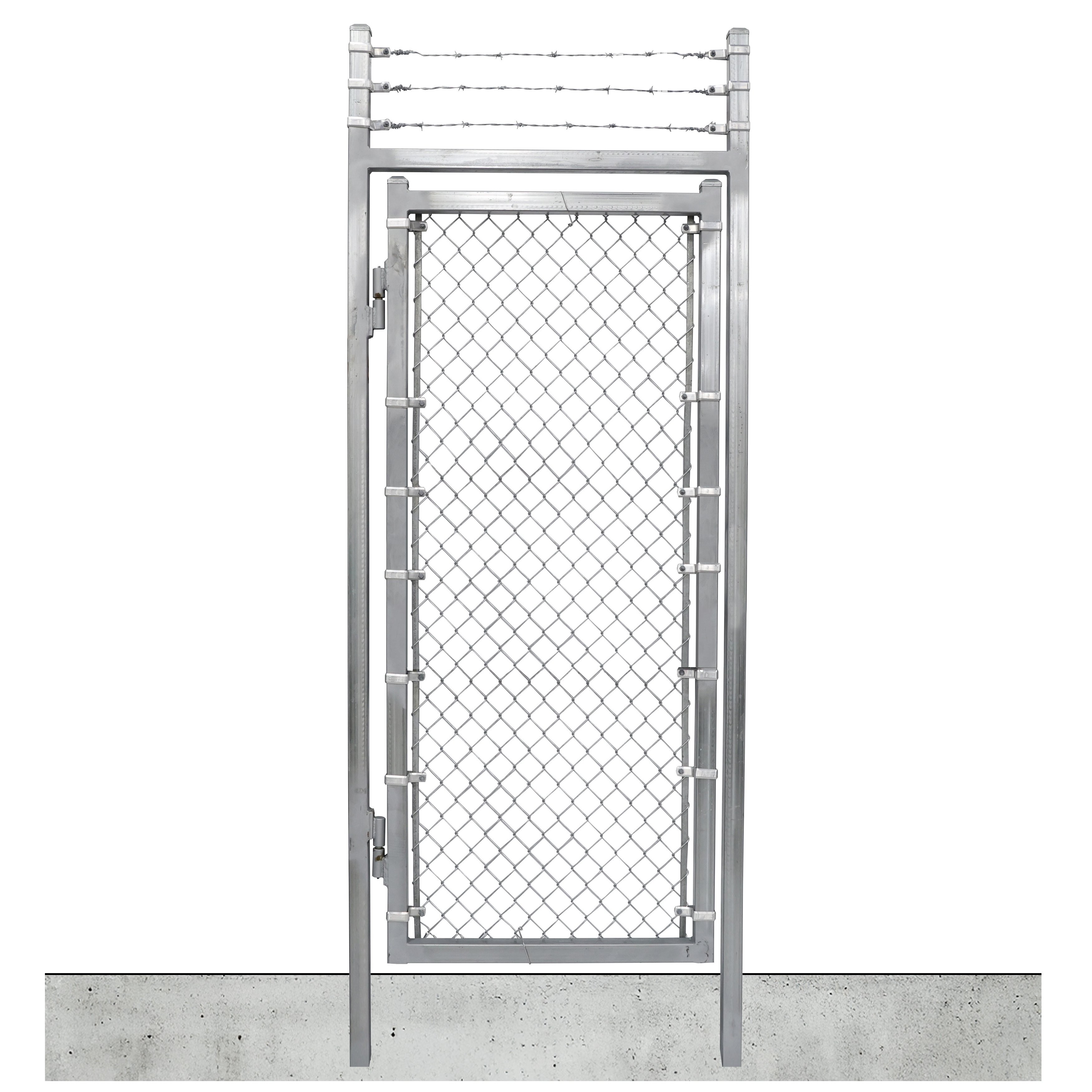 4' x 7' Prehung Barbed Wire Chain Link In-Ground Mount Walk Gate Kit