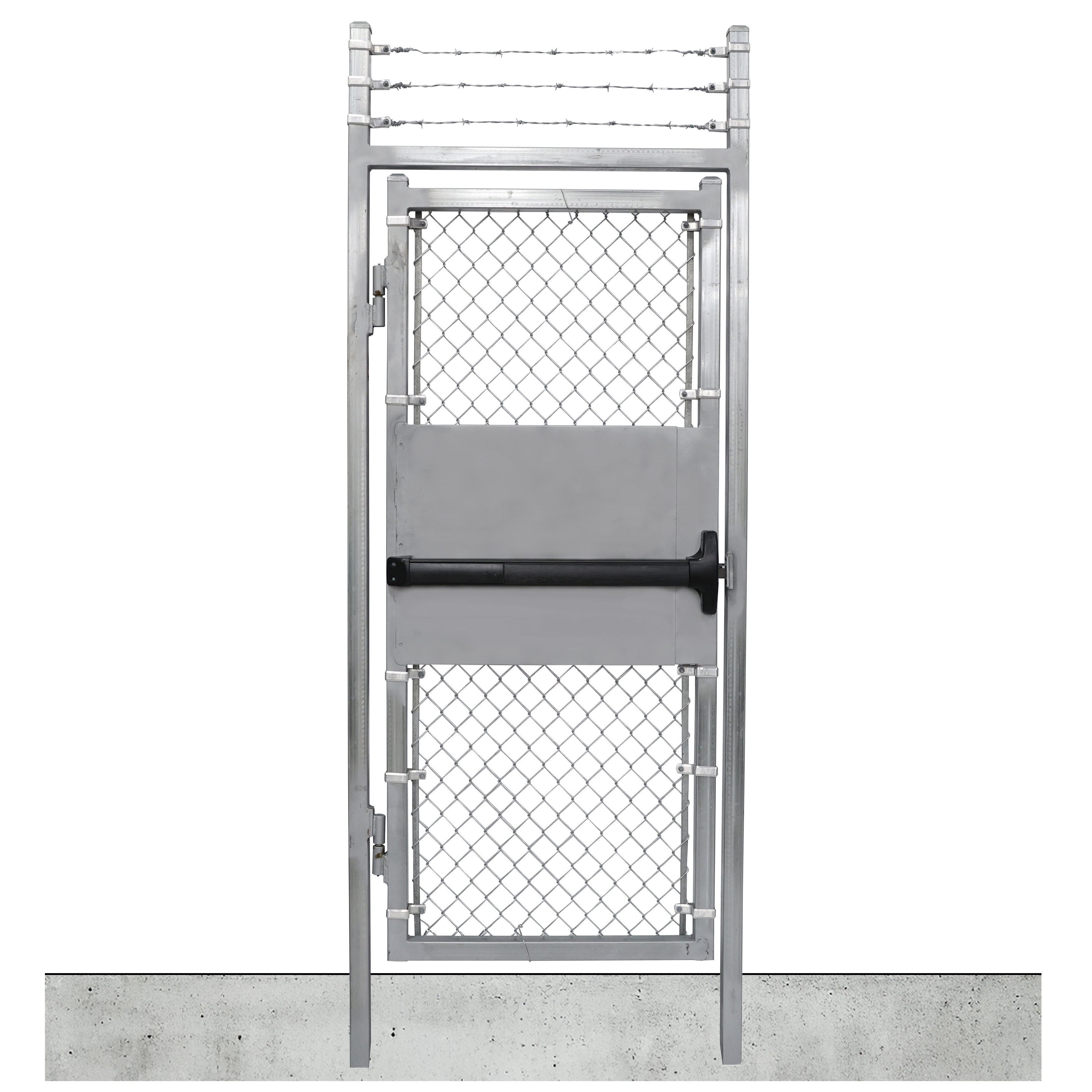 4' x 7' Prehung Barbed Wire Chain Link In-Ground Walk Gate Kit with ...