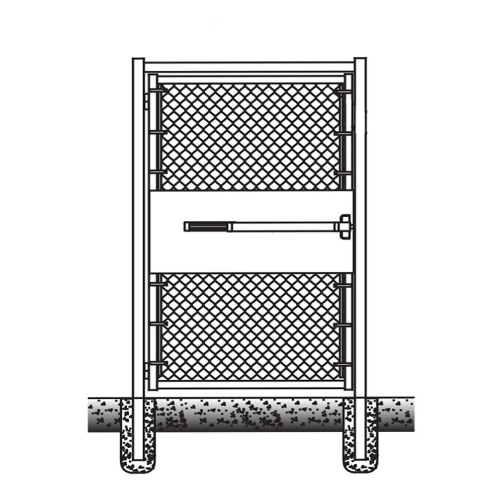 4' x 6' Prehung Chain Link In-Ground Walk Gate Kit with Panic Exit Bar ...