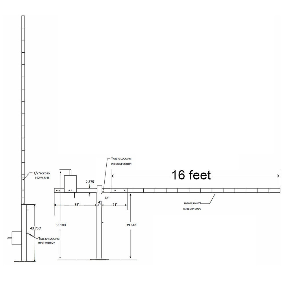 SecureLane Manual Vertical Lift Barrier Arm Gate with 16' Boom Arm and ...